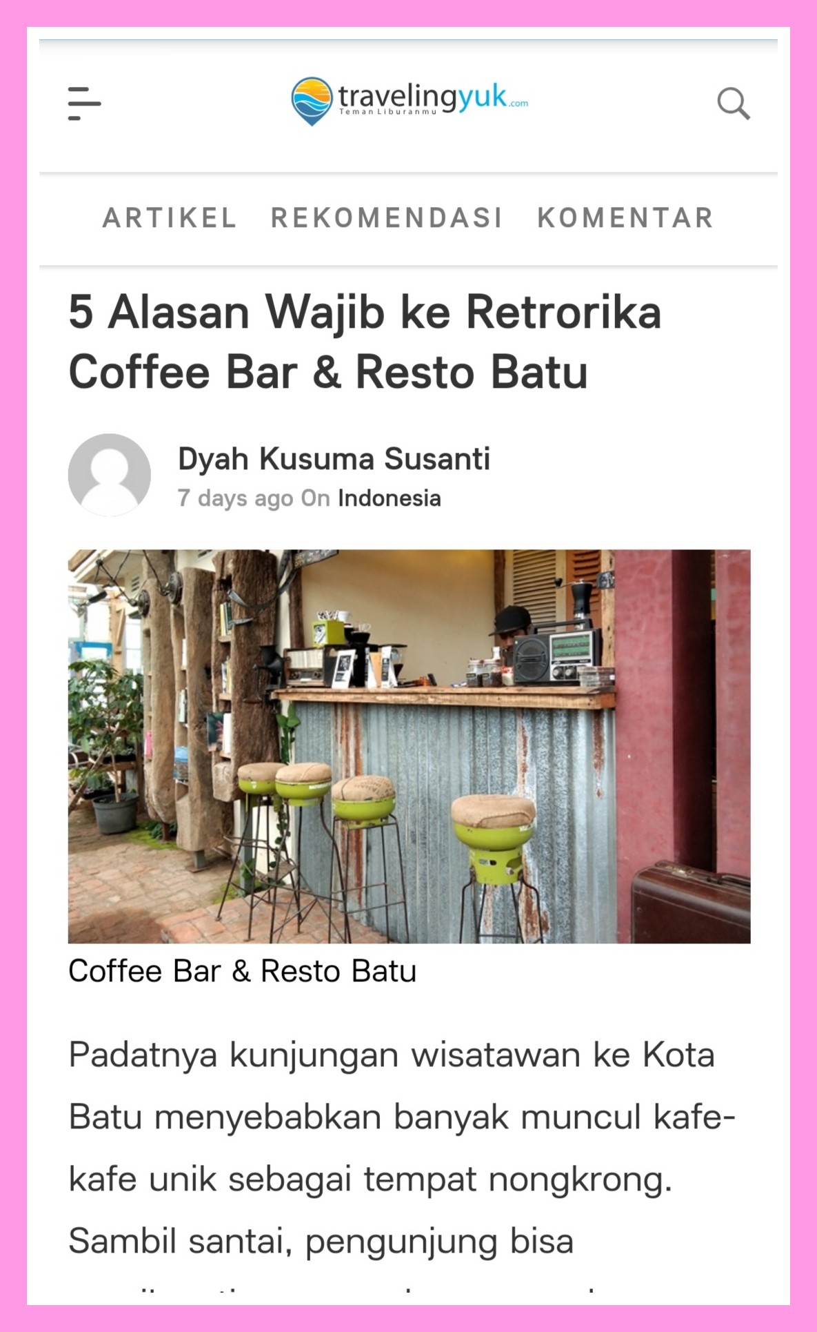 Cerita Makan Gratis Di Retrorika Coffee Bar & Resto Di Batu - Happy Dyah